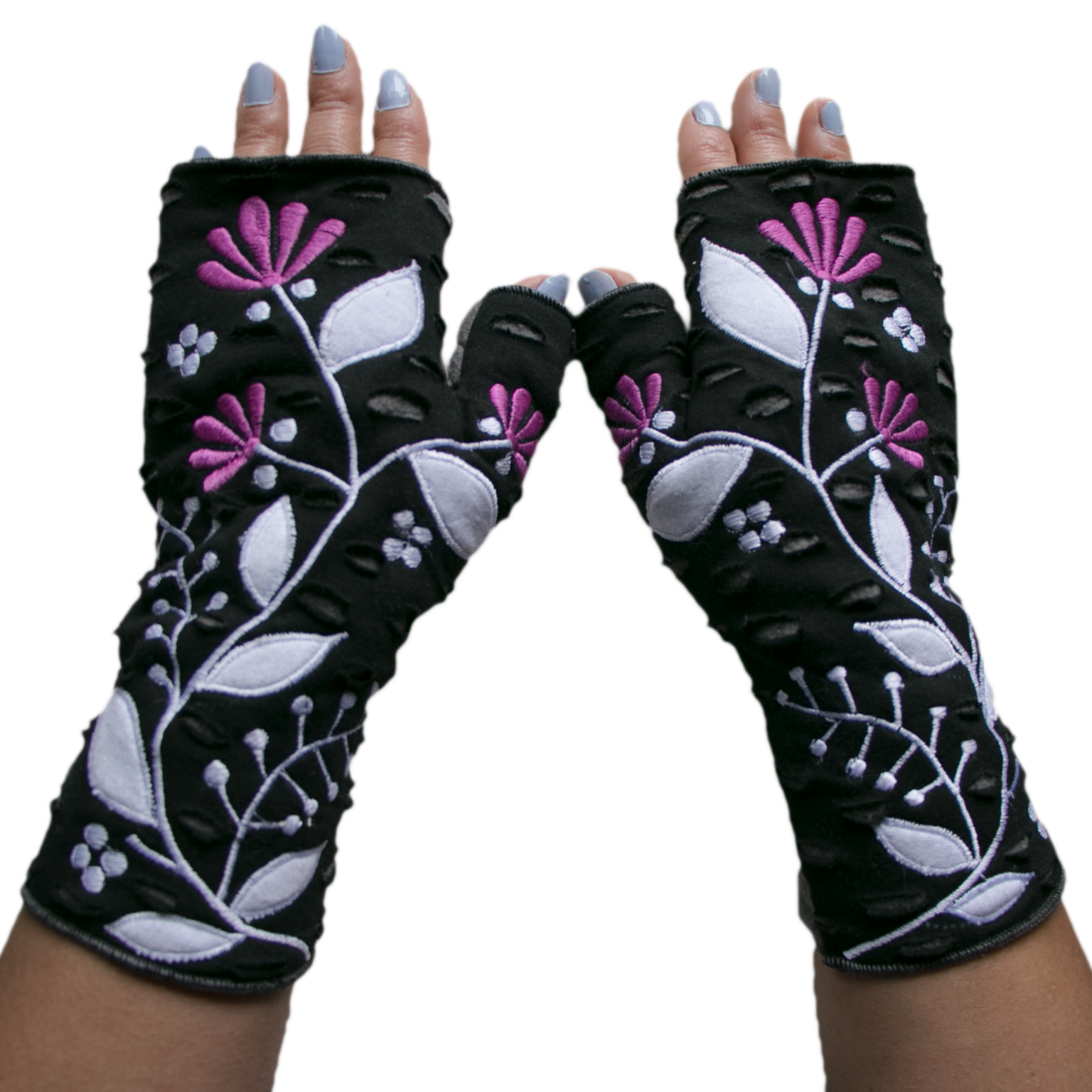 gloves with flower embroidery. - Garments Nepal