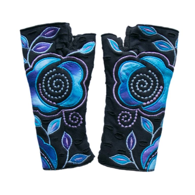 gloves with Rose flower pattern embroidery design. - Garments Nepal